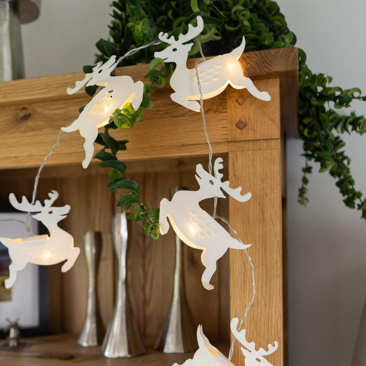 White Reindeer LED Paper String Fairy Lights – Bollywood Christmas